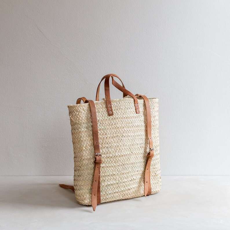 Straw Beach Bag With Leather Strap Straw Backpack Hipster - Etsy
