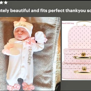 Newborn Baby Girl Homecoming Set, Sleepsuit/babygrow, Mitts, Hat ...