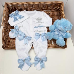 Newborn Baby Boy Homecoming Set, Any Name Sleepsuit / Babygrow Hat ...
