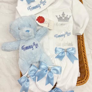 Newborn Baby Boy Homecoming Set, Any Name Sleepsuit / Babygrow Hat ...