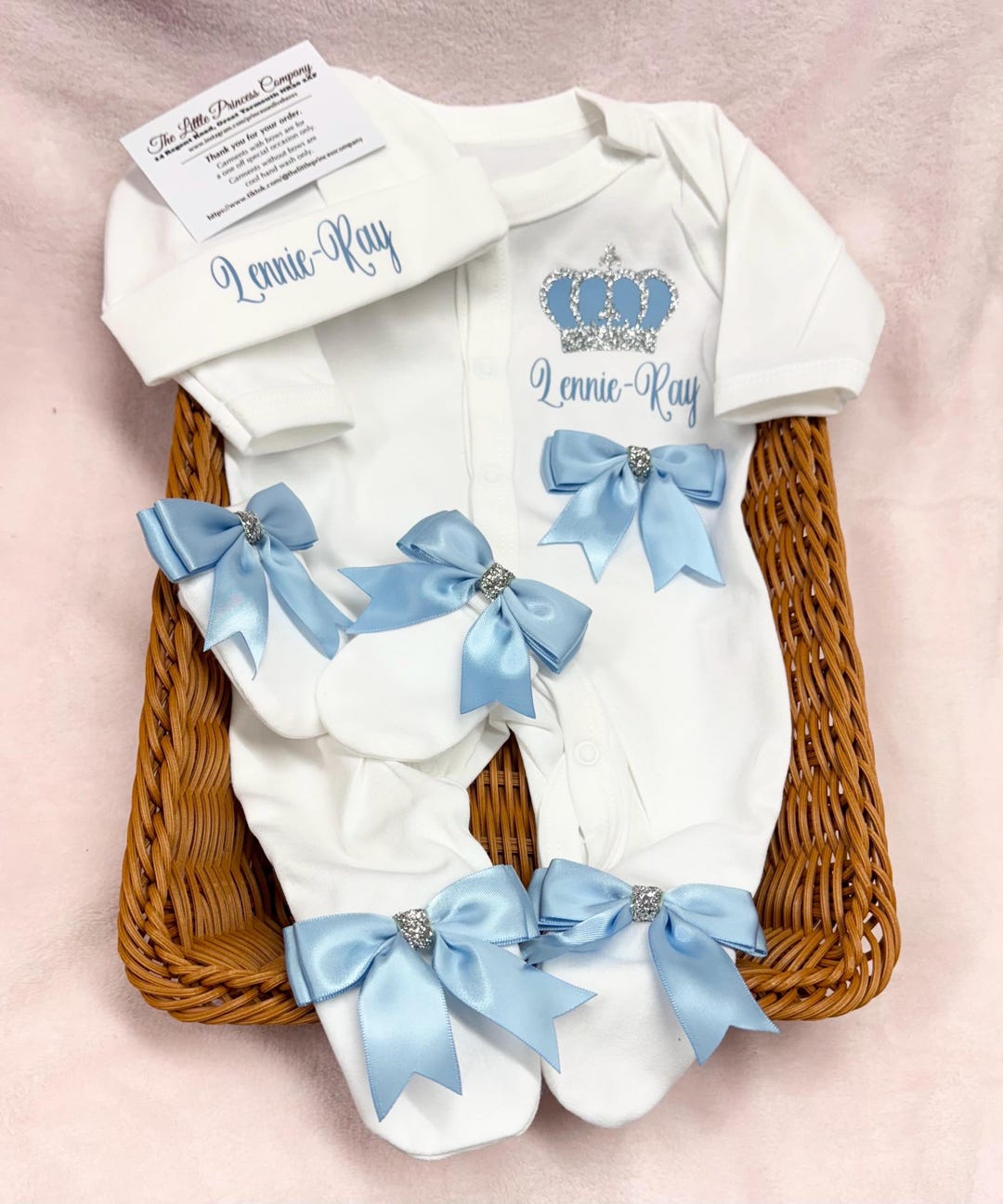 Newborn Baby Boy Homecoming Luxury Set Sleepsuit/babygrow Mitts Hat ...