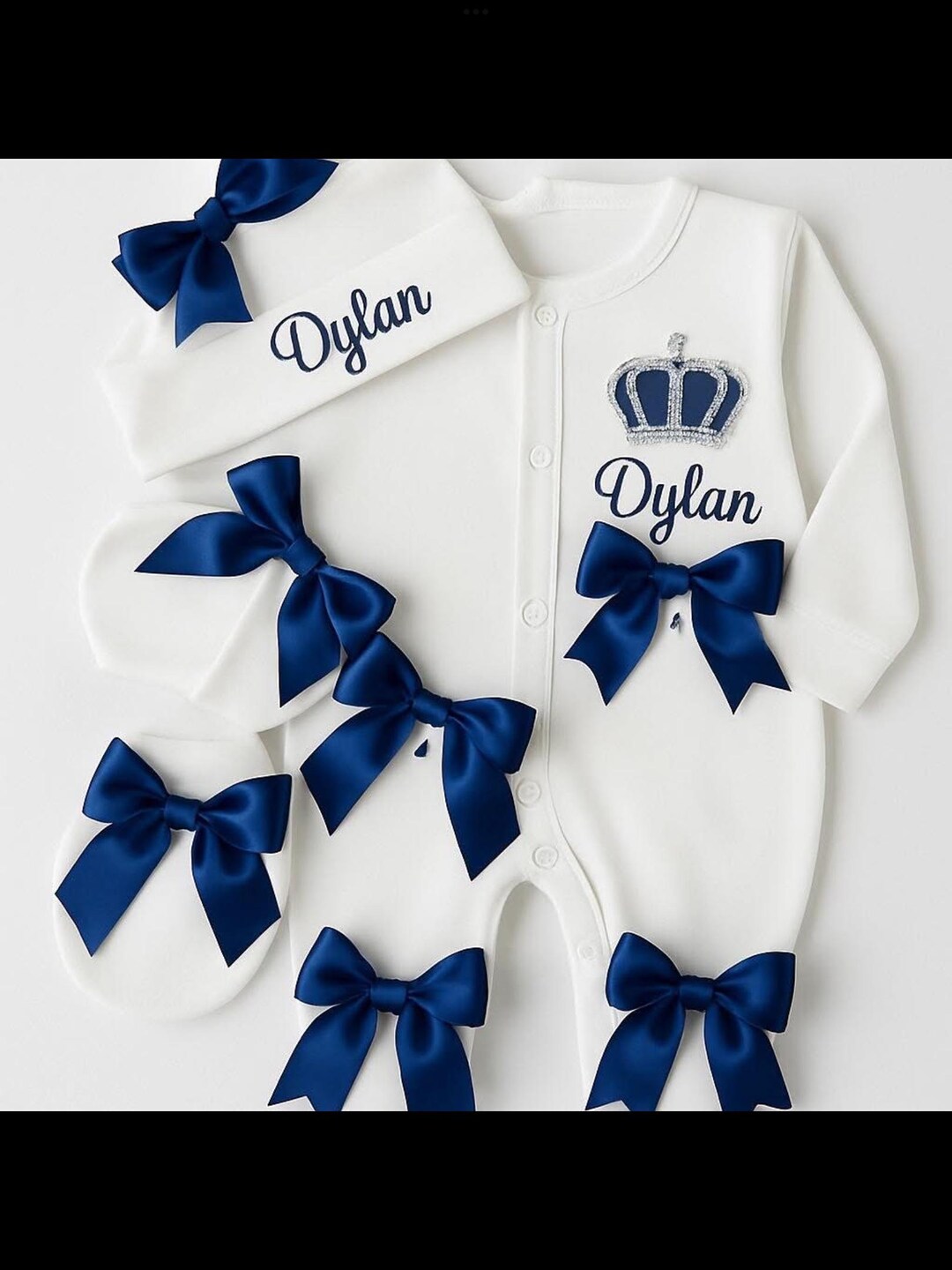 Newborn Baby Boy Homecoming Set, Any Name 1 Sleepsuit / Babygrow 1 Hat ...