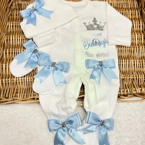 Newborn Baby Boy Homecoming Set, Any Name Sleepsuit / Babygrow Hat ...