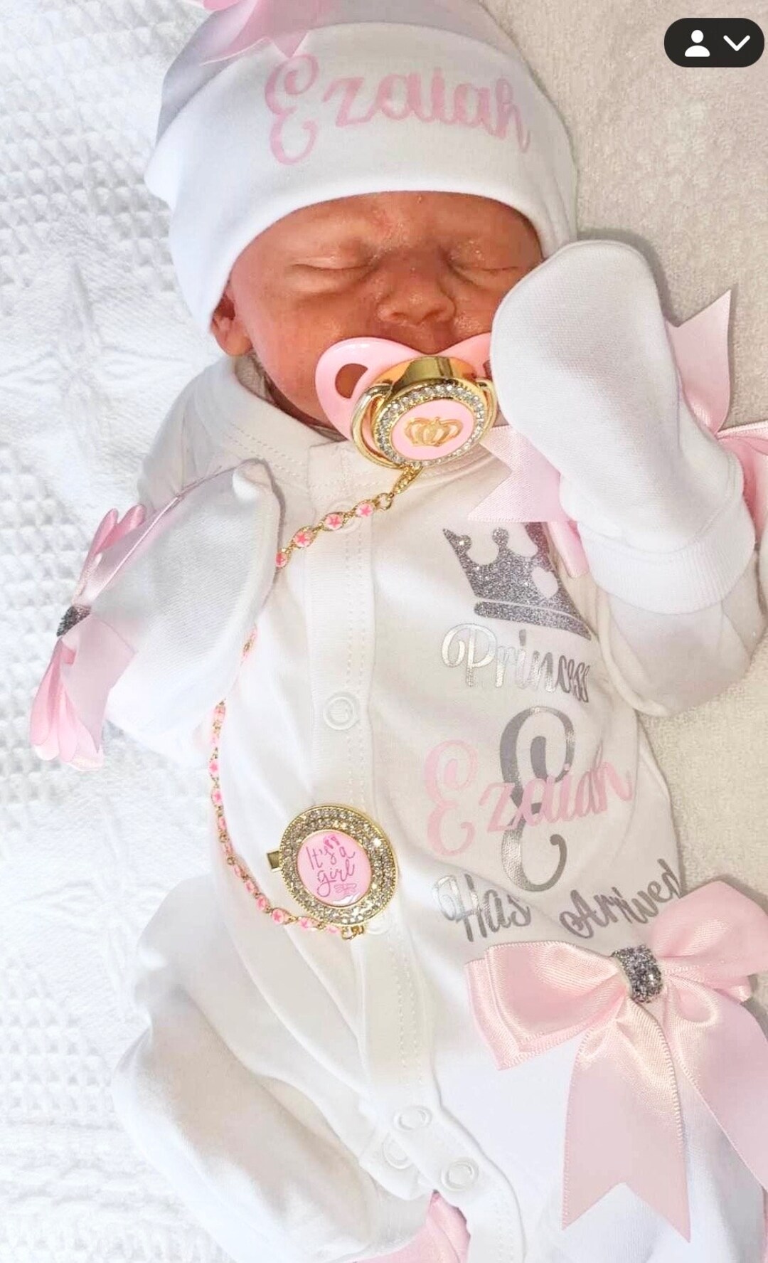 Newborn Baby GIRL Homecoming Set, Sleepsuit/babygrow, Bib, Hat ...