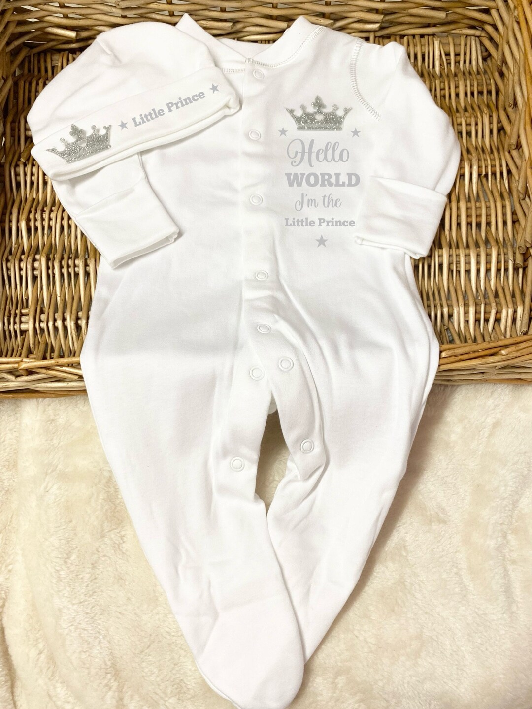 Newborn Baby Homecoming Sleepsuit Hat Set, Any Name Personalised Gift ...
