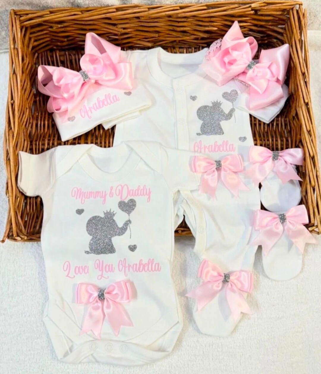 Newborn Baby Girl Homecoming Set, Sleepsuit/babygrow Hat Bodysuit ...