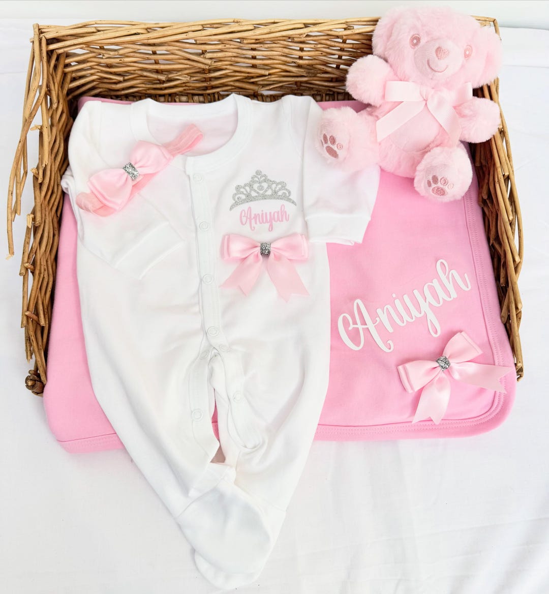 Newborn Baby Girl Homecoming Set Sleepsuit/babygrow, Headband ...