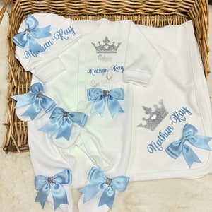 Newborn Baby Boy Homecoming Set, Any Name Sleepsuit / Babygrow Hat ...