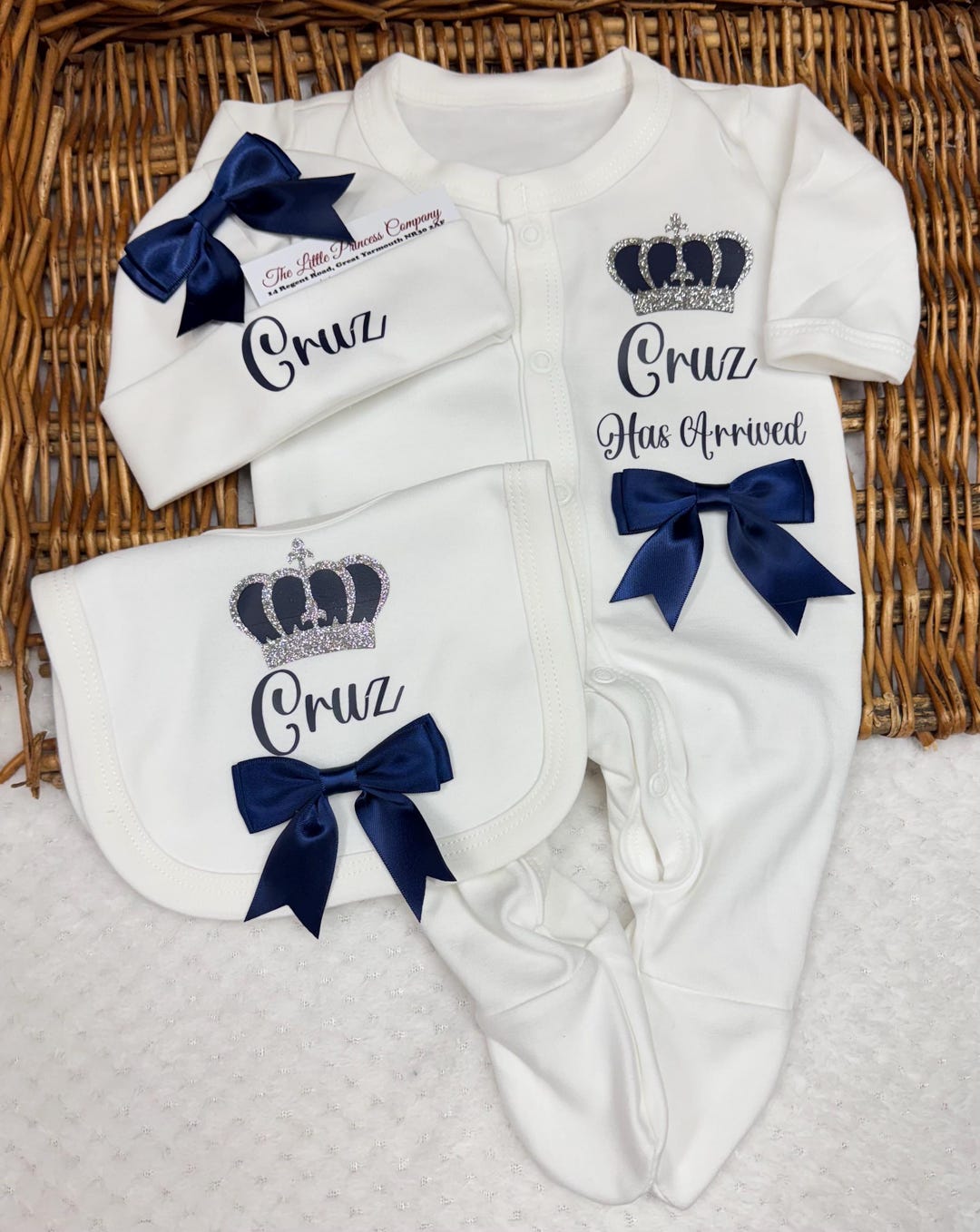 Newborn Baby Boy Homecoming Set, Any Name Sleepsuit / Babygrow Hat,bib ...