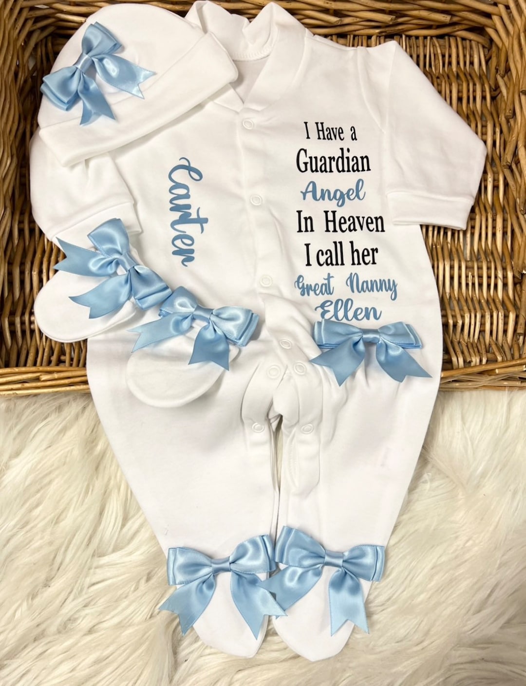 Newborn Baby Homecoming Set, Any Name or Text or Character Personalised ...