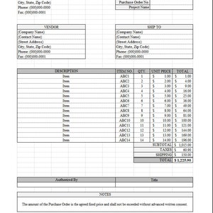 Purchase Order (excel Template) - Etsy
