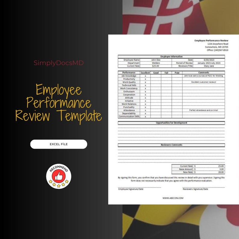 Employee Performance Review Template - Etsy