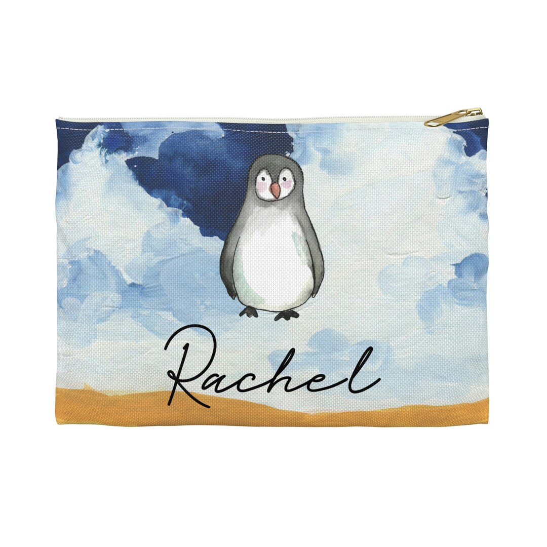 Penguin Accessory Pouch, Custom Watercolor Penguin Bag, Birthday Gift ...
