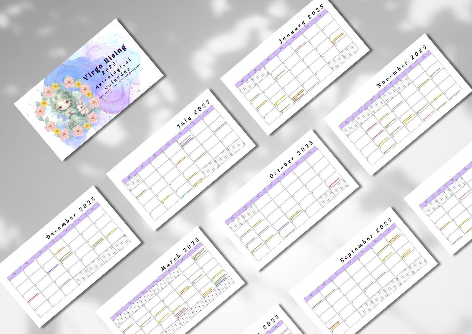 2025 Virgo Rising Astrology Calendar Featuring Planetary Movements ...