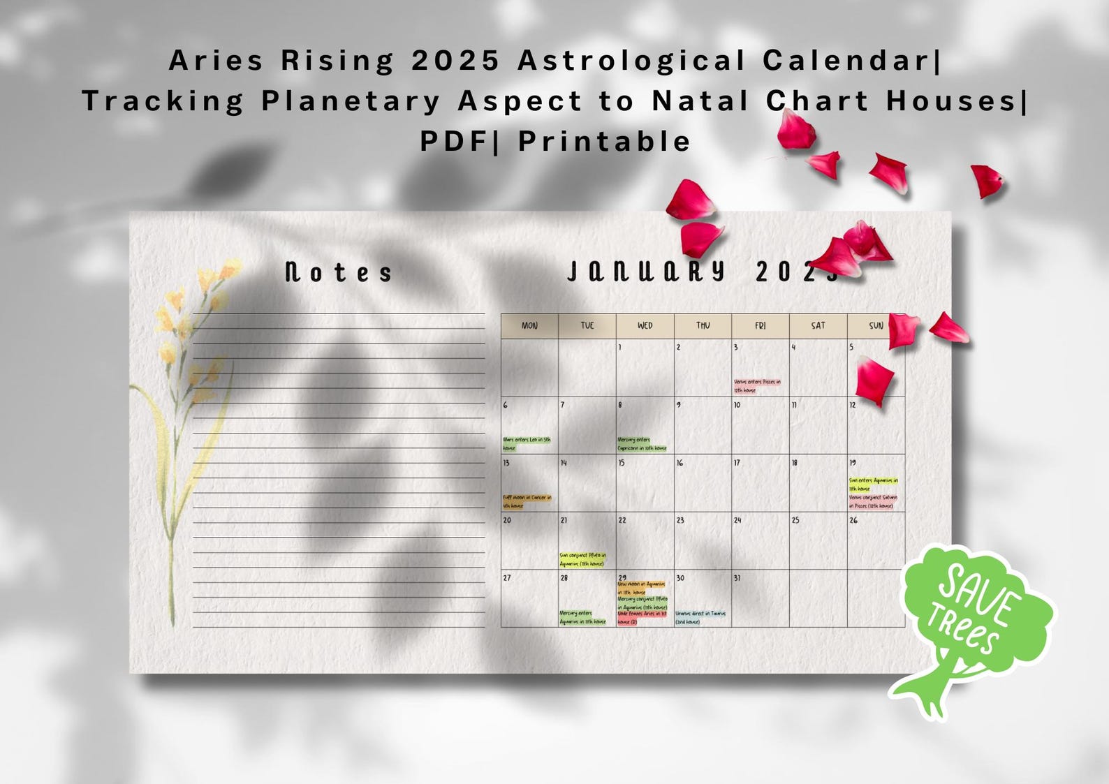 Aries Rising 2025 Demure Astrological Calendar: Planetary Transits ...