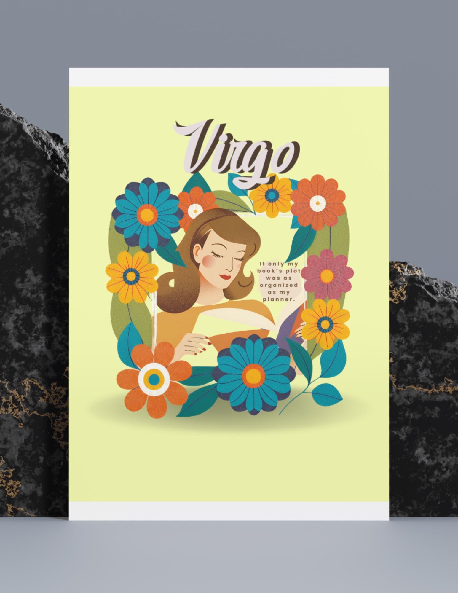 Virgo Rising Wall Art Zodiac Art Print Astrology Decor Virgo Sign Art ...