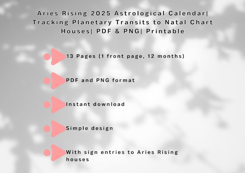 2025 Aries Rising Astrology Calendar Featuring Planetary Movements ...