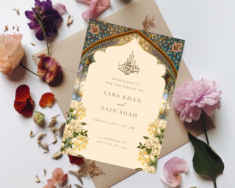 Editable Luxury Nikkah Card, Nikkah Invitation Card, Digital Walima ...