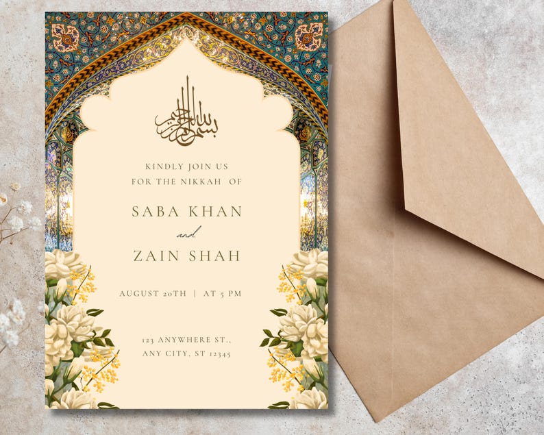Editable Luxury Nikkah Card, Nikkah Invitation Card, Digital Walima ...