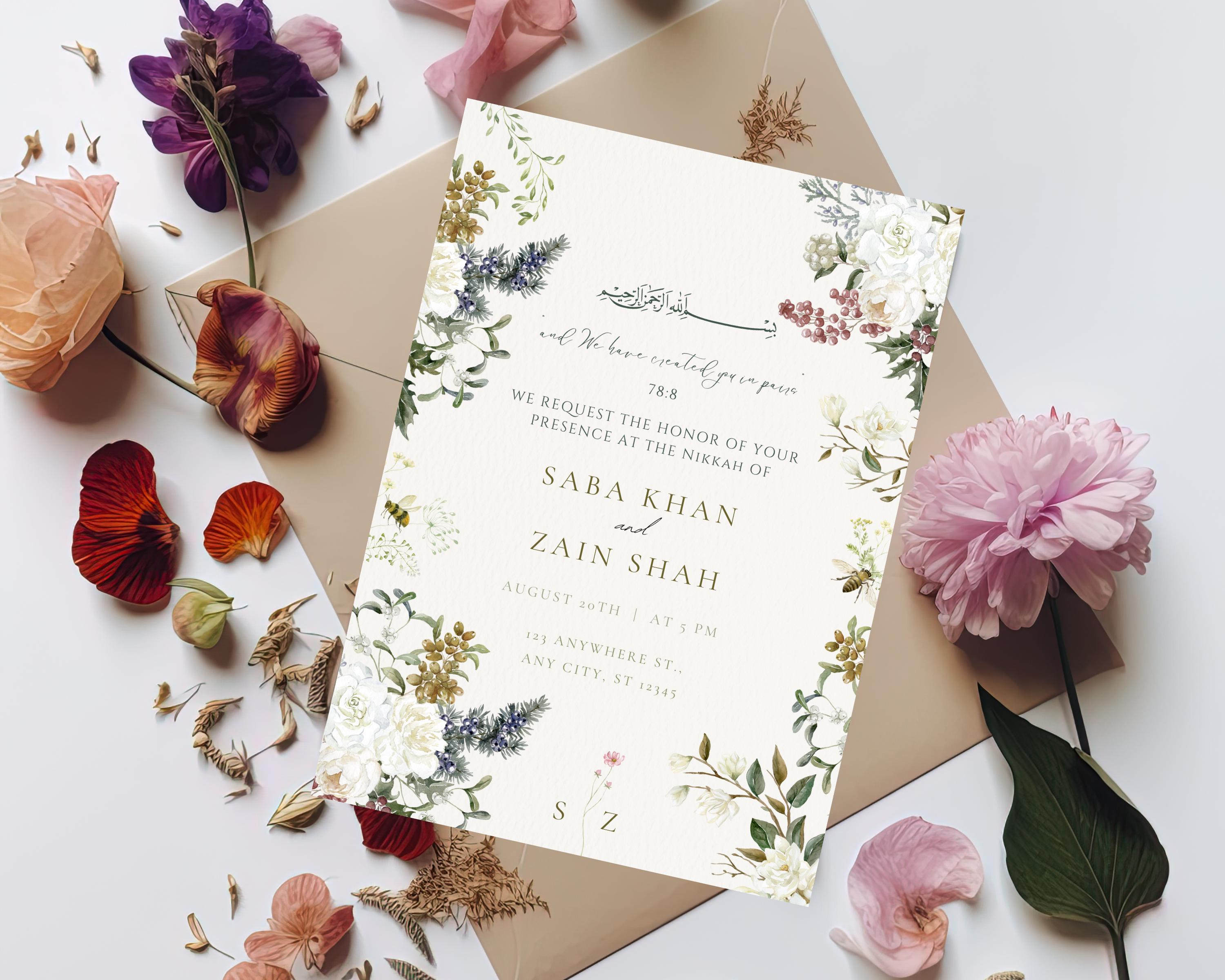 Editable Luxury Nikkah Card, Nikkah Invitation Card, Digital Walima ...