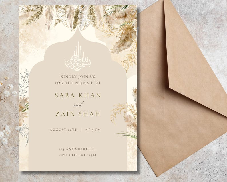 Editable Luxury Nikkah Card, Nikkah Invitation Card, Digital Walima ...