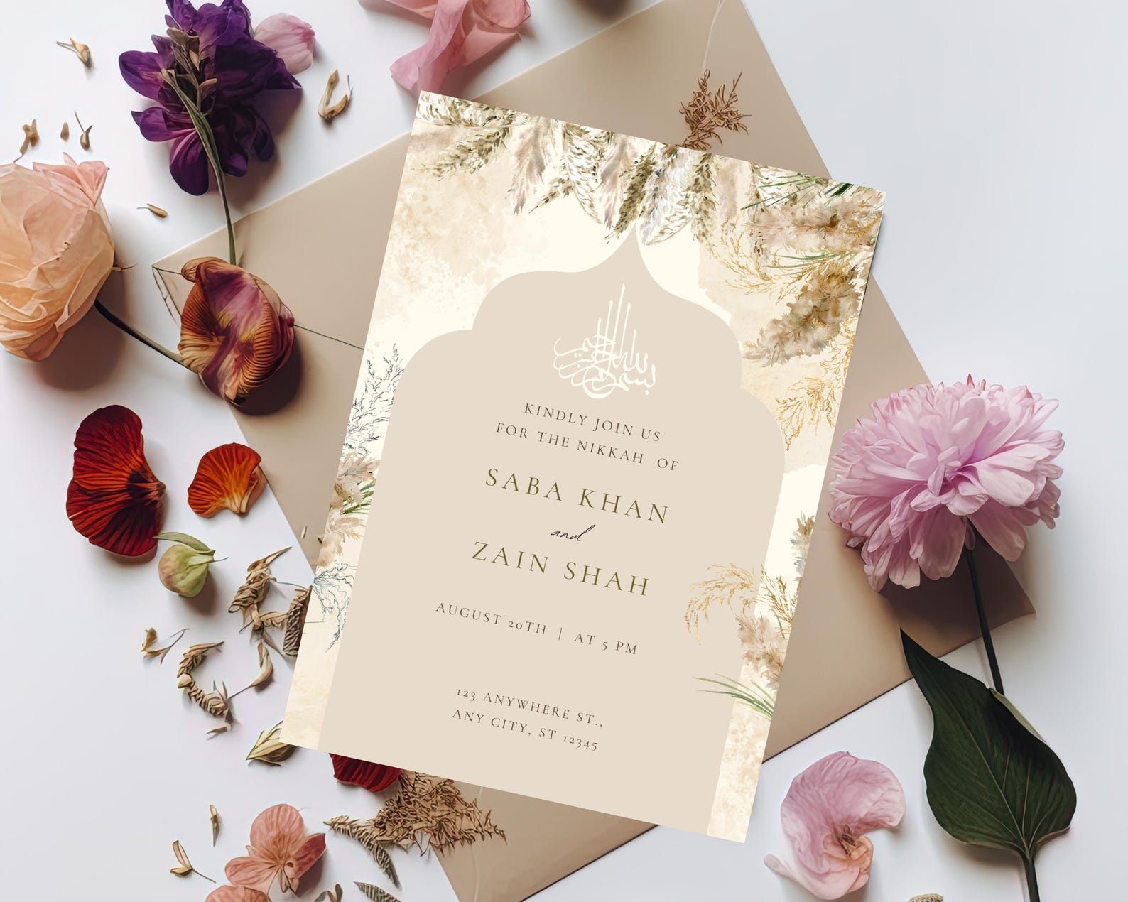 Editable Luxury Nikkah Card, Nikkah Invitation Card, Digital Walima ...