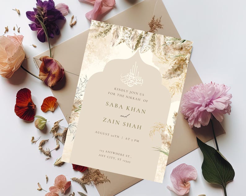 Editable Luxury Nikkah Card, Nikkah Invitation Card, Digital Walima ...