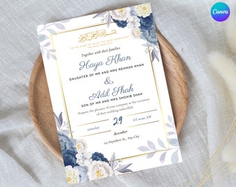 Editable Luxury Nikkah Card, Nikkah Invitation Card, Digital Walima ...