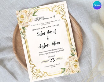 Luxury Nikkah Card, Nikkah Invitation Card, Digital Walima Card ...