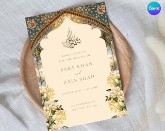 Editable Luxury Nikkah Card, Nikkah Invitation Card, Digital Walima ...
