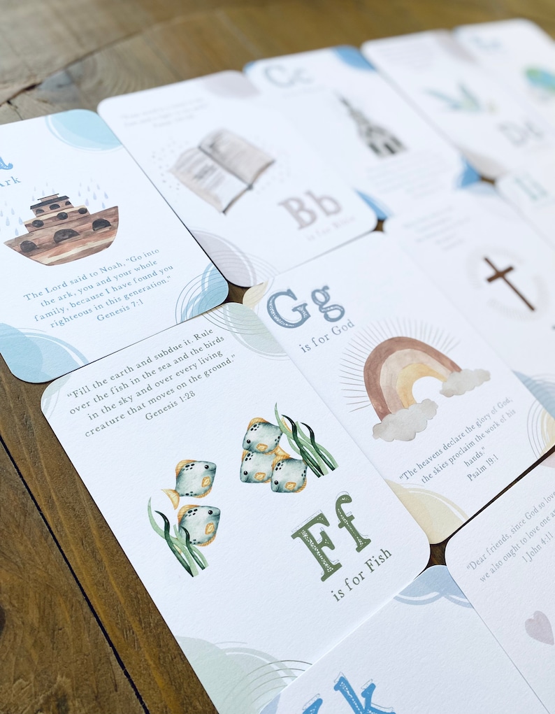 Christian Alphabet Flash Cards I ABC Cards I Christian Decor - Etsy