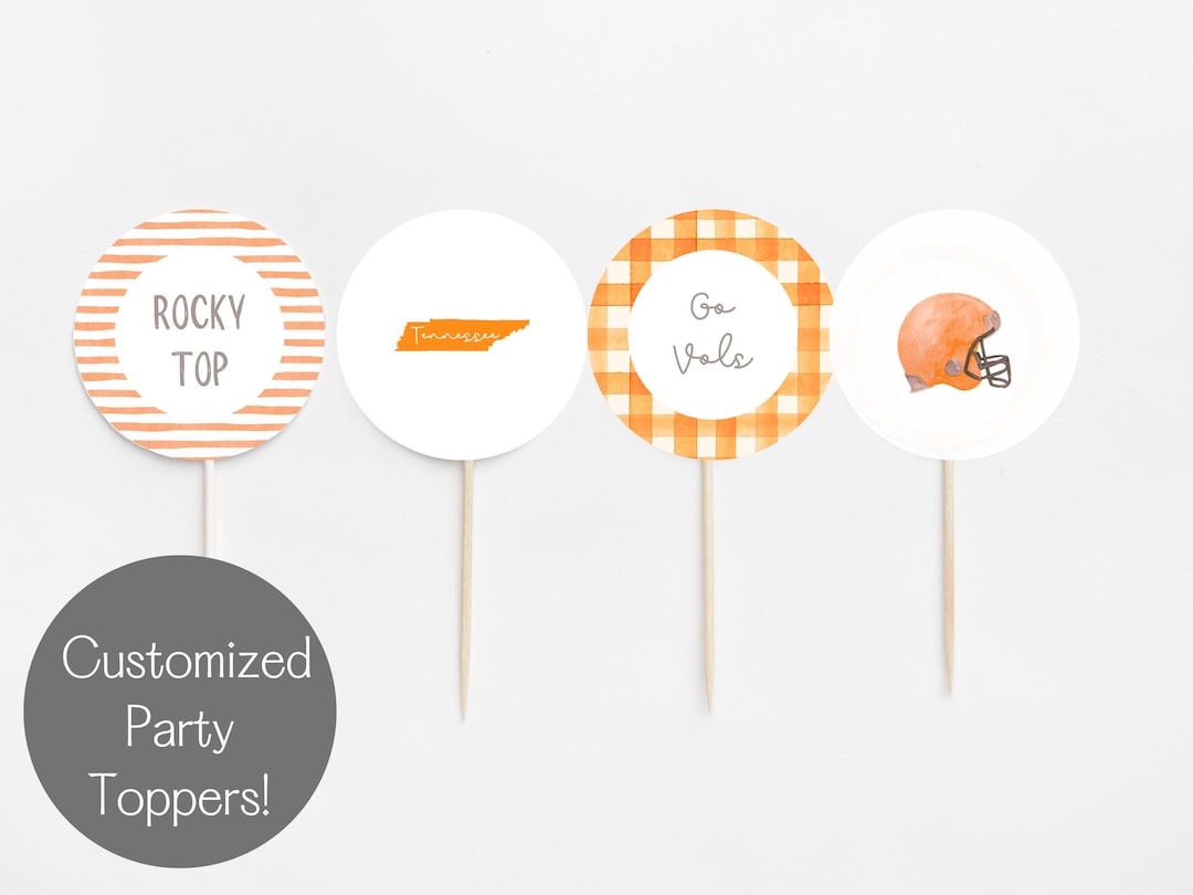 Orange Football Printable Party Toppers| Digital Download | Tennessee ...