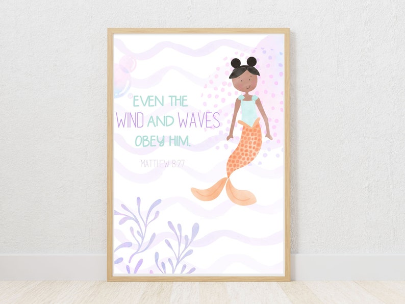 Mermaid Bible Verse Prints | Watercolor Under the Sea | Nautical Prints ...