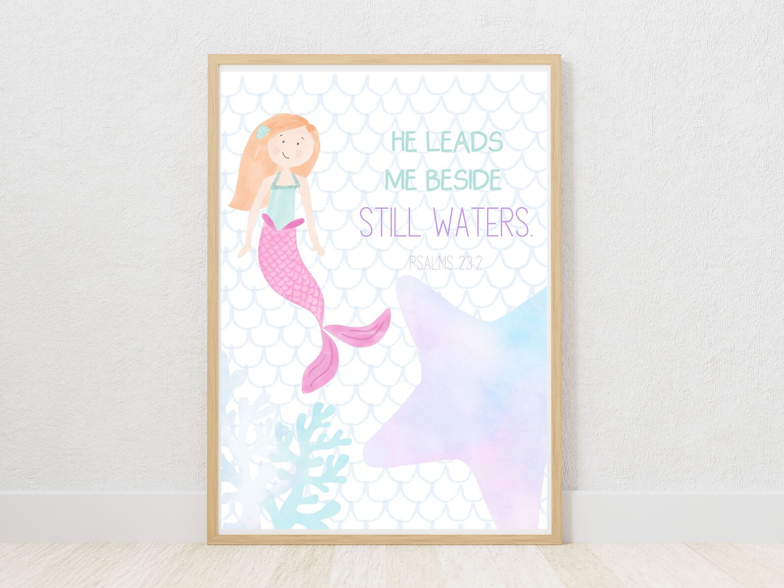 Mermaid Bible Verse Prints | Watercolor Under the Sea | Nautical Prints ...