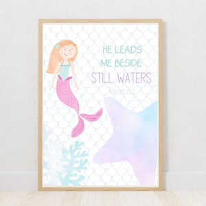 Mermaid Bible Verse Prints | Watercolor Under the Sea | Nautical Prints ...