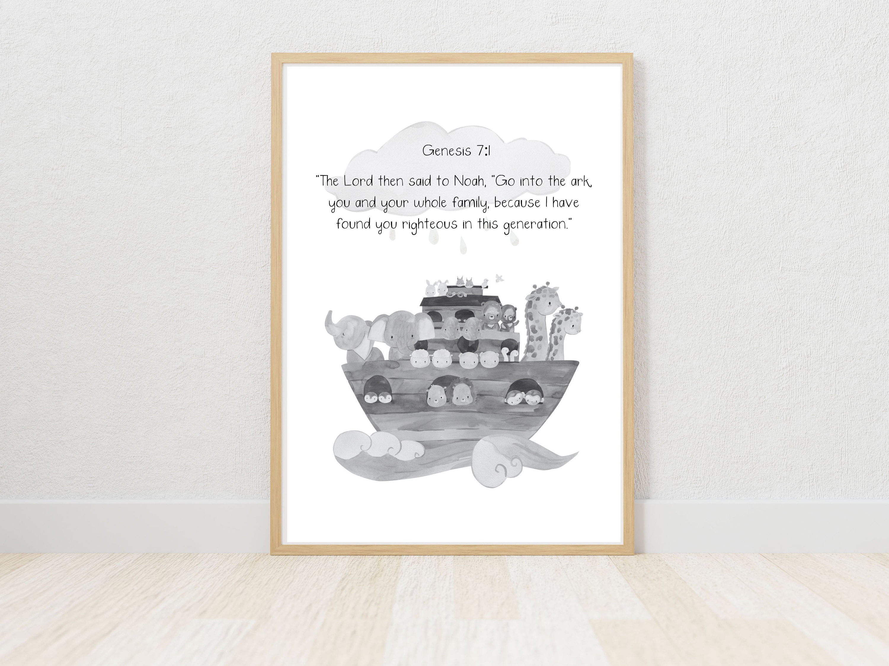 Monochrome Nursery Decor | Noah's Ark Theme | Animal Kid's Room Art ...