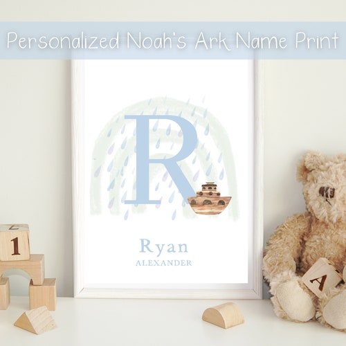 Noah's Ark Nursery Print Custom Alphabet Print Nursery - Etsy