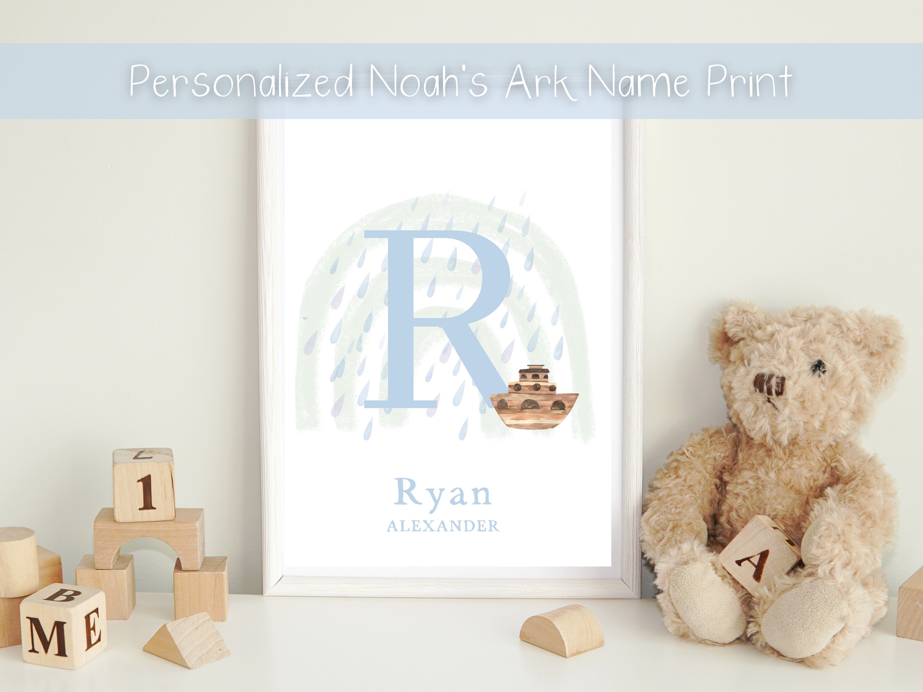 Personalized Nursery Print | Noah's Ark | Christian Wall Art | Custom ...