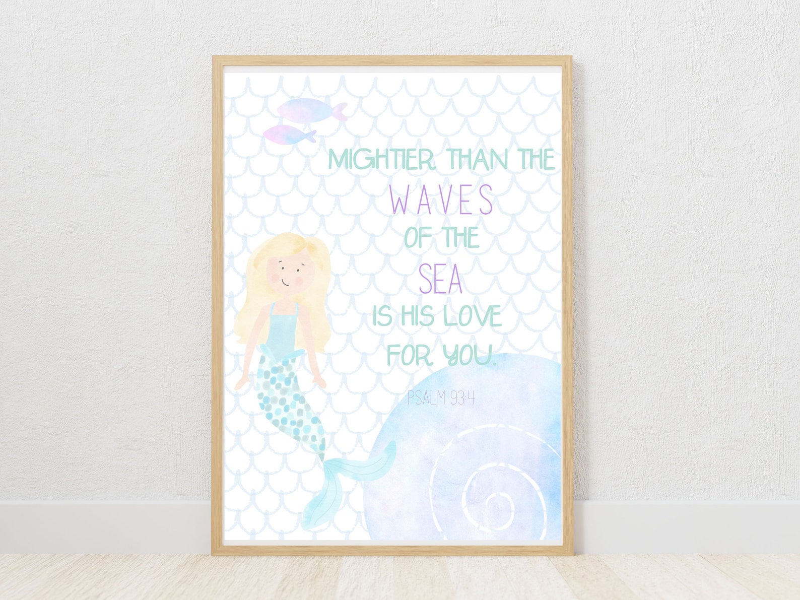 Mermaid Bible Verse Prints | Watercolor Under the Sea | Nautical Prints ...