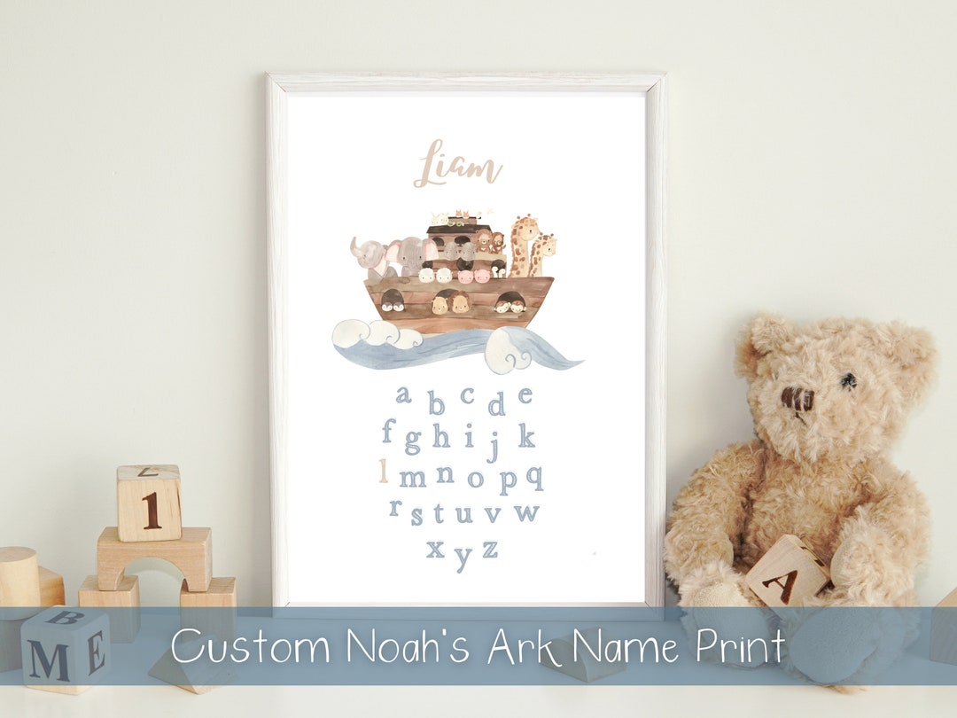 Noah's Ark Nursery Print | Custom Alphabet Print | Nursery Wall Art ...