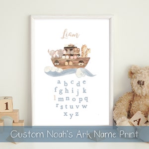 Noah's Ark Nursery Print | Custom Alphabet Print | Nursery Wall Art ...