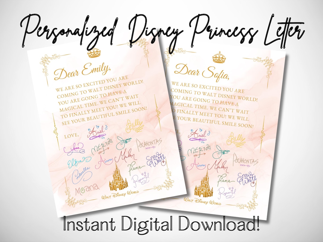WDW Trip Letter | Personalized Princess Note | Theme Park Letter ...