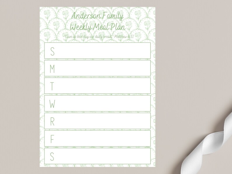 Custom Family Weekly Schedule Printable Weekly Meal Plan - Etsy