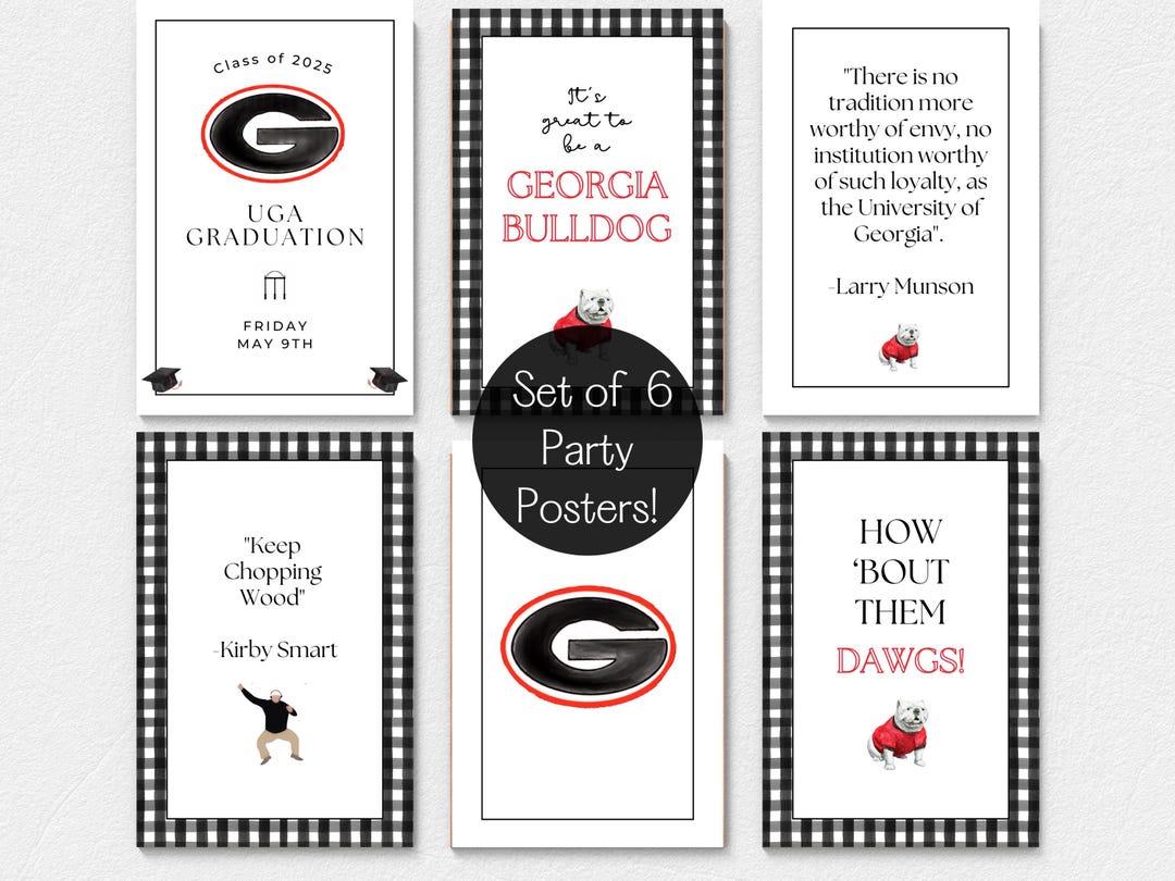 Georgia Bulldog Printable Table Signs | Digital Download | UGA Decor ...