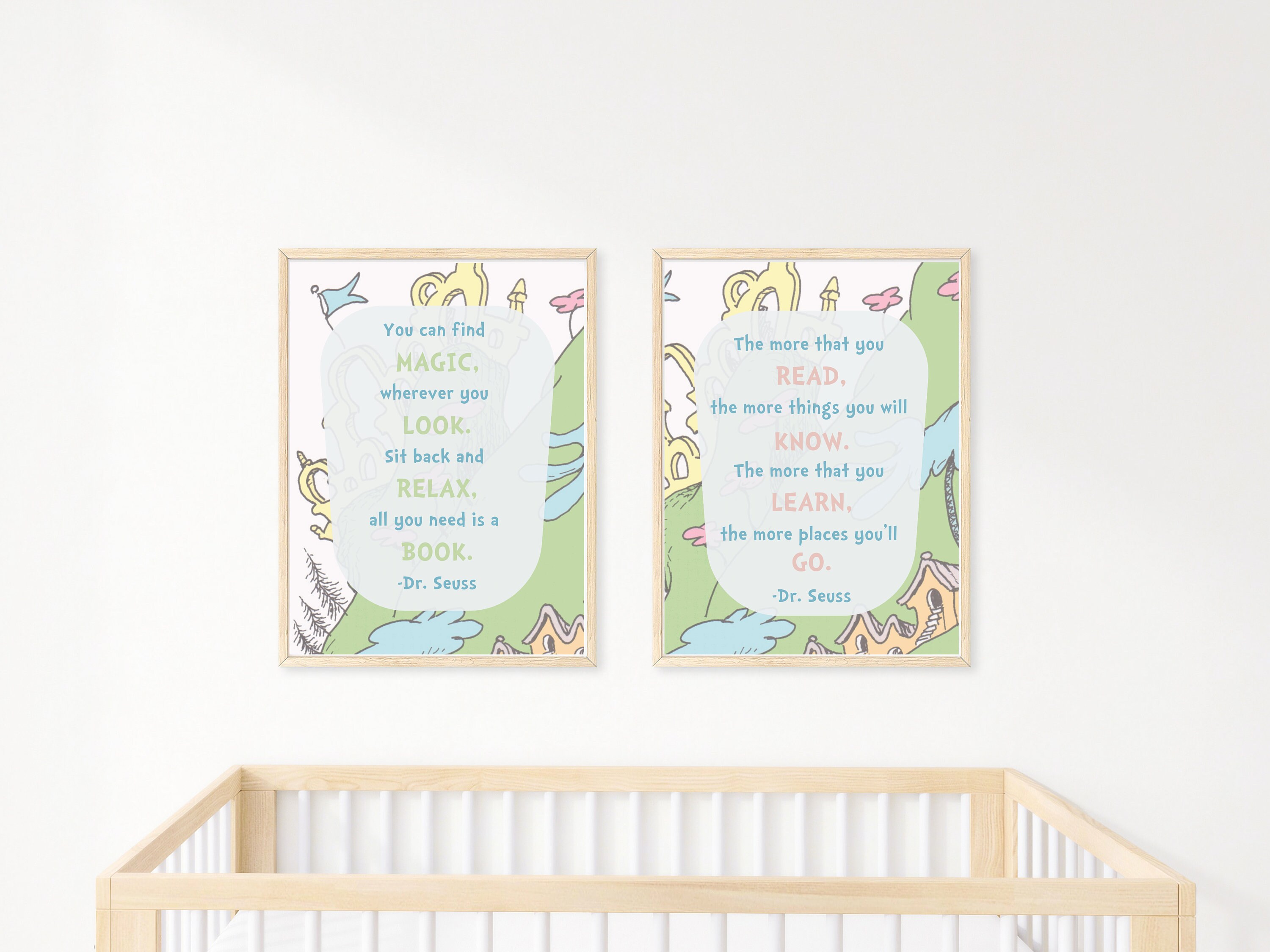 Dr. Seuss Poster Set | Oh the Places You'll Go | Pastel Kids' Room ...