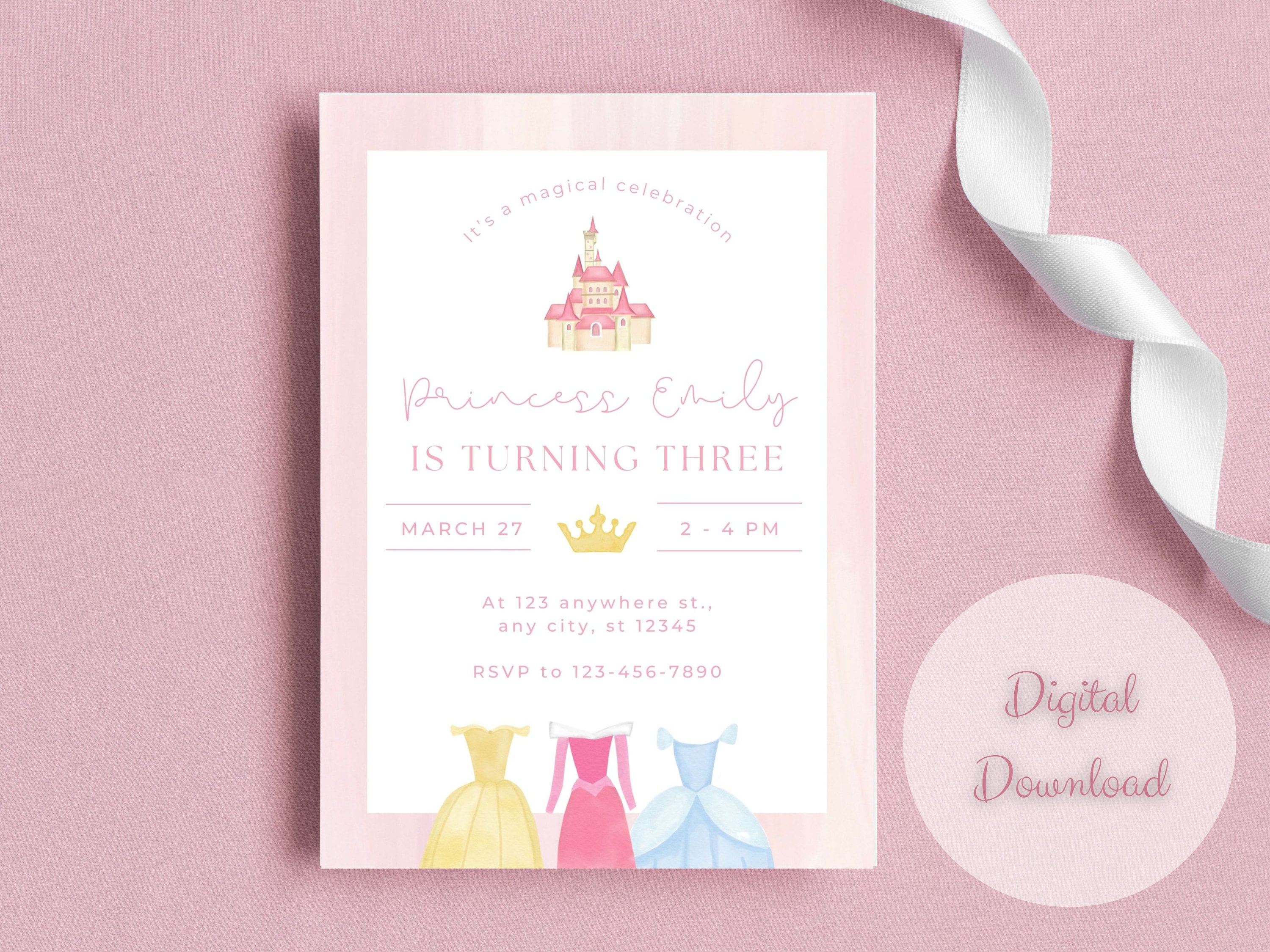 Princess Birthday Party Invitation | Digital Download |kid's Party ...