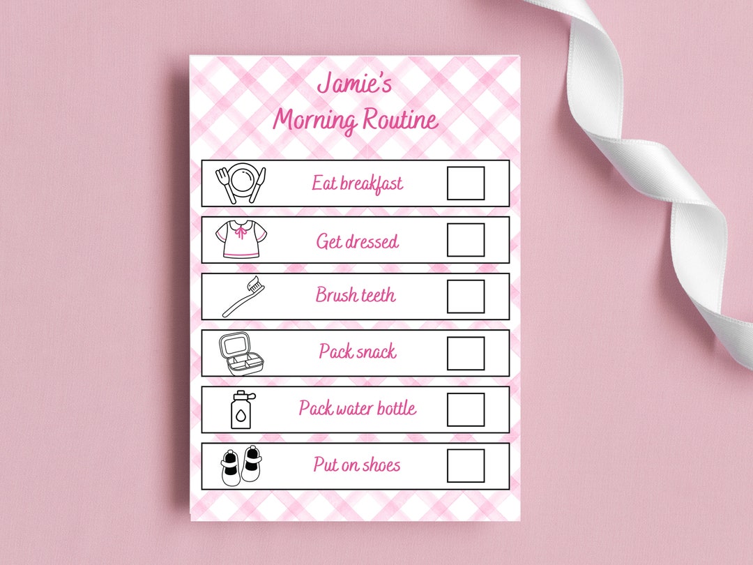 Morning Routine Printable | Back to School | Pink Preppy School Decor ...