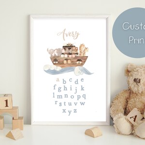 Noah's Ark Nursery Print | Custom Alphabet Print | Nursery Wall Art ...