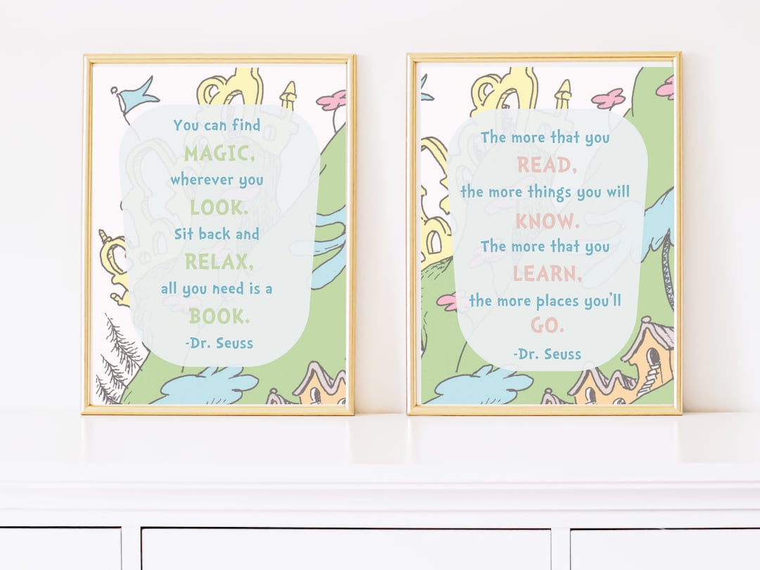 Dr. Seuss Poster Set | Oh the Places You'll Go | Pastel Kids' Room ...