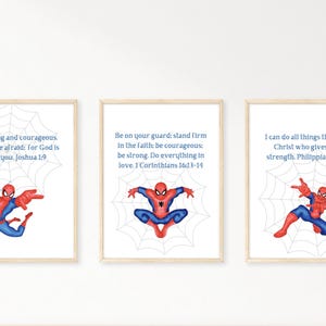 Superhero Print Set | Boy Nursery Decor | Scripture Art | Bible Verse ...